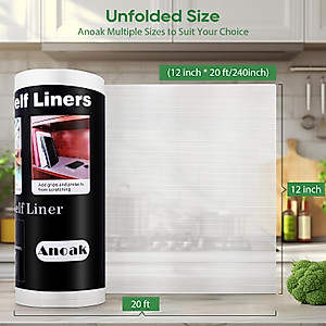 Anoak Shelf Liner Cabinet Liner, Non Adhesive Drawer Liner, Washable 12 Inch x 20 FT(240 Inch) Waterproof Durable Non-Slip Shelf Liner for Kitchen, Drawer , Refrigerator