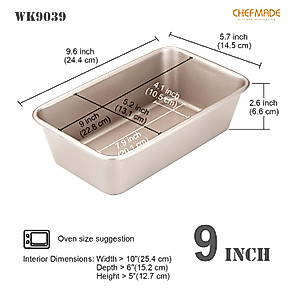 CHEFMADE 2LB Rectangle Loaf Pan, Non-Stick Oblong Bread and Meat Bakeware for Oven Baking (Champagne Gold)