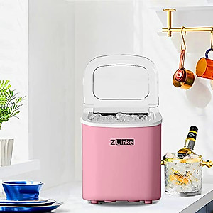 Countertop Ice Maker Machine, 6 Mins 9 Bullet Ice, 26.5lbs/24Hrs, Portable Ice Maker Machine with Self-Cleaning, Ice Scoop, and Basket (Pink)