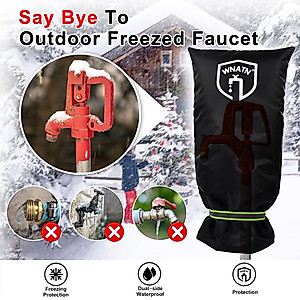WNATN Outdoor Faucet Cover for Winter Freeze Protection,28" L x 15"W,Outdoor Long Faucet Cover Socks for Winter,Spigot Covers Winter Insulated,Outside Large Faucet Cover Freeze Protection,1PCS(Black)