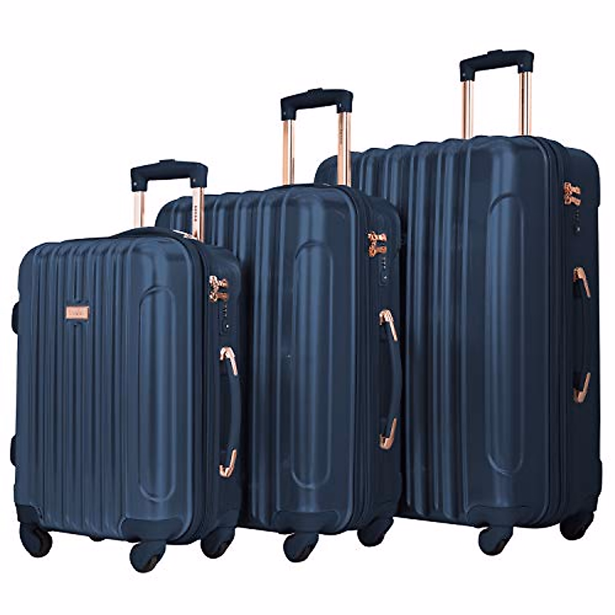 kensie Women's Alma Hardside Spinner Luggage, TSA-Approved, Midnight Blue, 3-Piece Set (20/24/28)