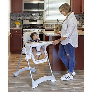 Dream On Me Solid Times High Chair for Babies and Toddlers in Grey, Multiple Recline and Height Positions, Lightweight Portable Baby High Chair, 5 point Safety Harness, Easy to Clean Surface