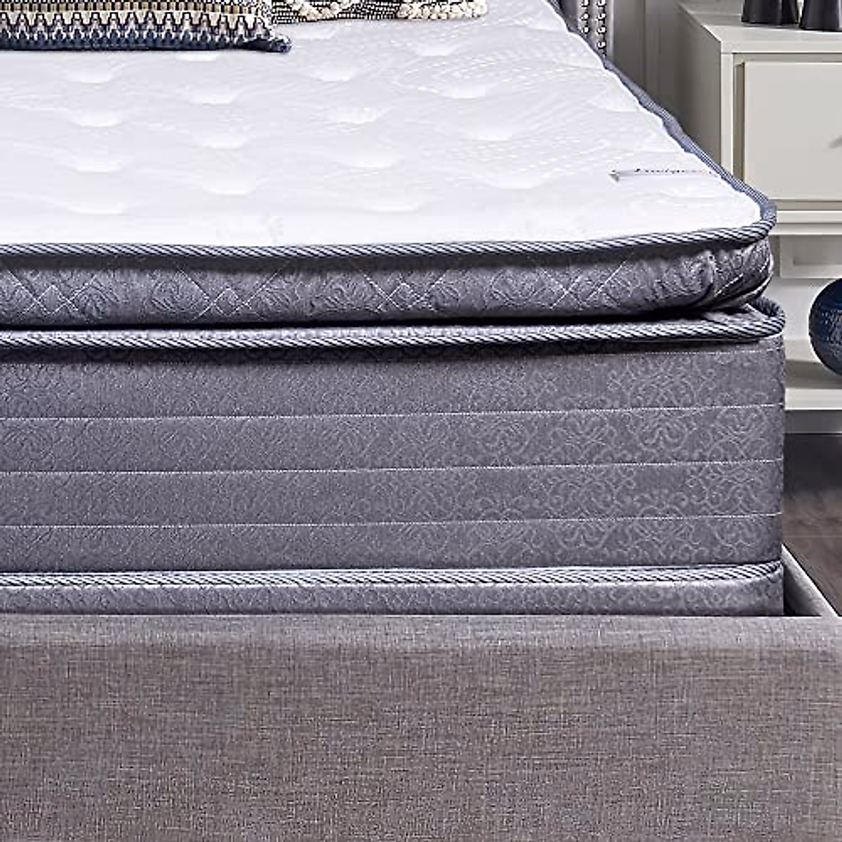 Nutan 13-Inch Foam Encased Soft Pillow Top Hybrid Contouring Comfort Innerspring Mattress and 8-Inch Wood Box Spring/Foundation Set,Queen