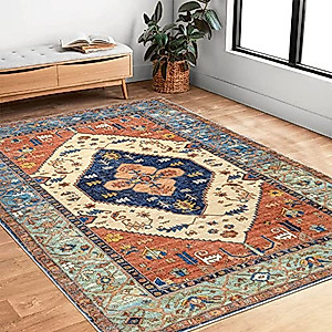 Bsmathom Area Rug Vintage Rug Traditional Rug Retro Kitchen Accent Rug Non-Slip Non-Shedding Carpet Rug Boho Washable Floor Carpet Kitchen Mat Runner Rug for Bedroom Living Room Bathroom