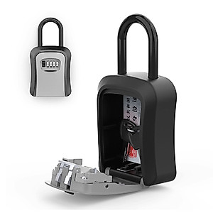 lamphle 1 Set Key Box with Code Wall Mount Organizer 4 Digit Key Combination Lock High Hardness Quick Reset Safe Lock Box Plastic with Hanging Hook Storage Key/Card Password Lock Black