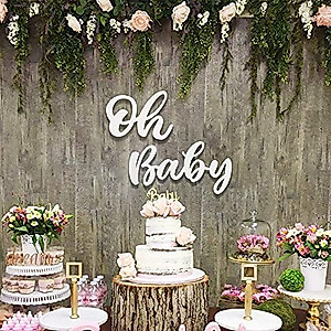 Wood White Baby Sign Baby Shower Banner for 1st Birthday Backdrop, Baby Party Sign Wooden Cutout Nursery Decor, Baby Party Banner Event Decorations for Gender Reveal Backdrop,Baby Announcements
