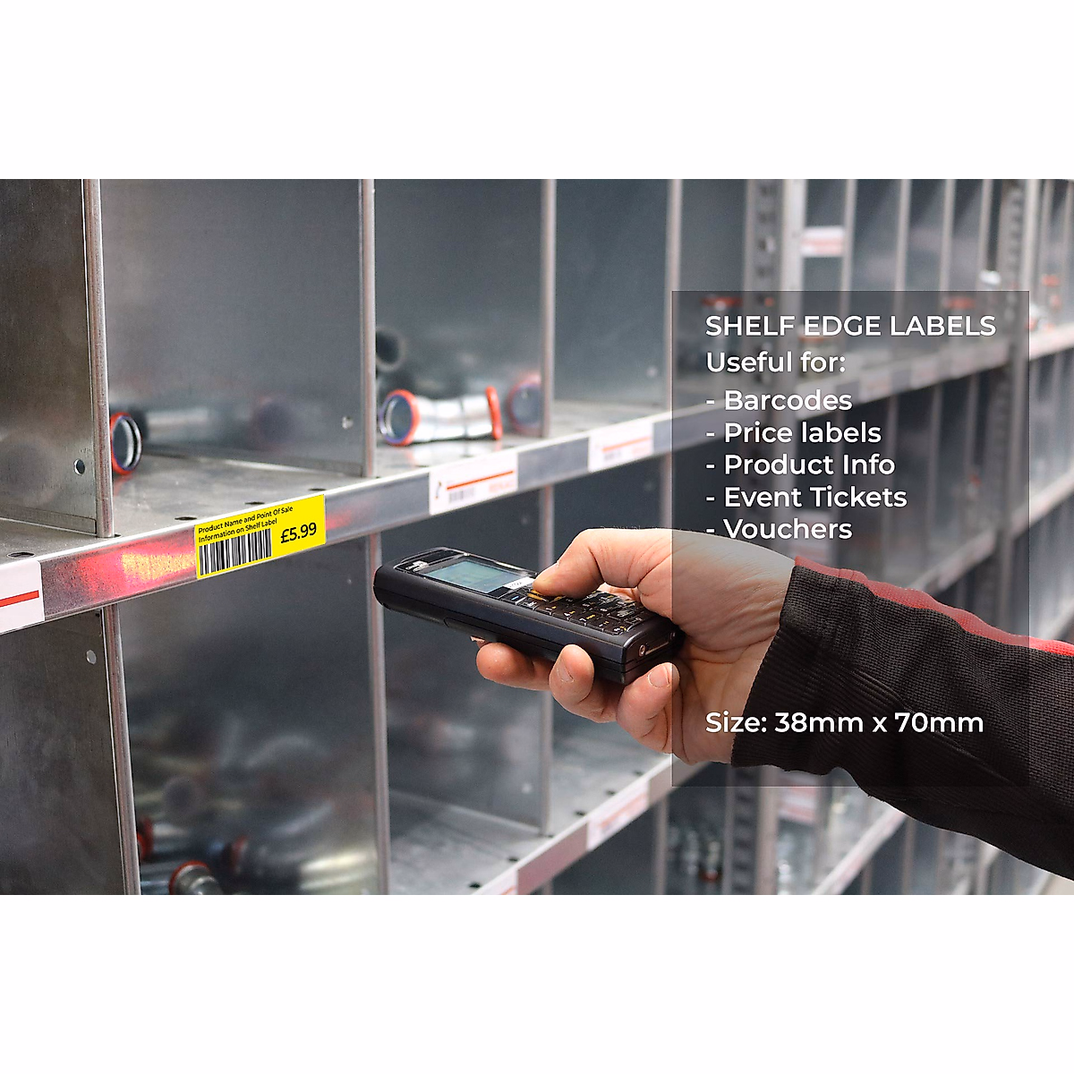 OfficeGear Yellow Shelf Edge Labels [168 Pack] 38x105mm Printable A4 Card 14 Perforated Labels/Sheet for Retail Barcodes, Price Stickers, Point of Sale, Product Info, Shelf Promotions Incl Template