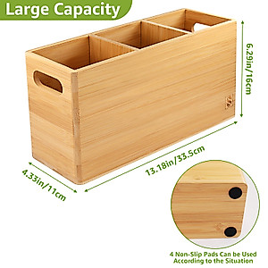 SAUNNIHEN Large Bamboo Utensil Holder for Kitchen Counter, 3 Compartments Cooking Farmhouse Utensil Holder for Countertop, Detachable Utensil Caddy Crock Organizer for Farmhouse Kitchen