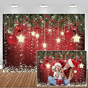 CHAIYA 8X6ft Red Christmas Backdrop Sparkling Stars Christmas Backdrops for Photography Glittering Stars Kids Christmas Backdrop for Pictures New Year Backdrop for Party Decorations cy128
