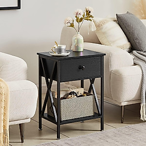 VECELO Nightstands, Modern End Side Tables,Night Stand with Drawer &Storage Shelf for Bedroom Living Room Lounge