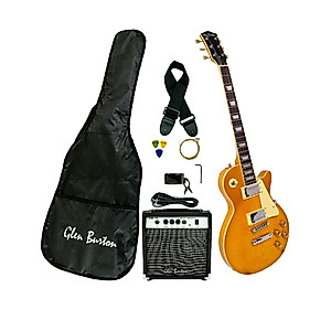 Glen Burton 6 String Electric Guitar Pack, Right, Gold/Tan (BGE320BCO-GLD)