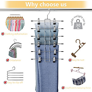 Closet Organizers and Storage-Hanging Closet Organizer-6 Tier-Skirt & Pants Hangers Space Saving-Durable Closet Organization Hangers-Skirt Hangers with Clips-2 Pack Closet Storage-Apartment Essentials