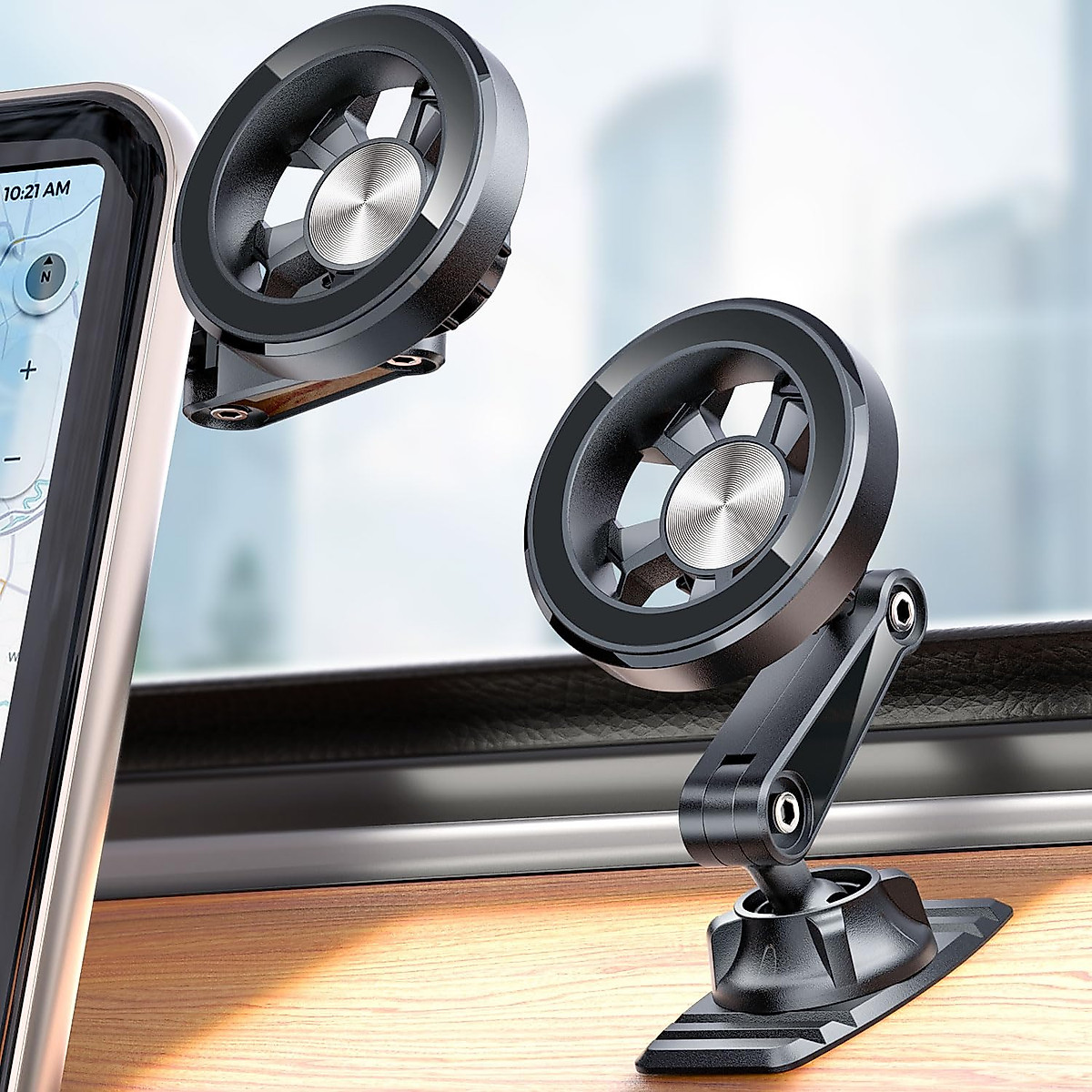 eSamcore Compatible with Magsafe Car Mount, Magnetic Phone Holder for Car with Flexible Base for Magsafe Dash Mount Car Accessories Car Phone Holders for iPhone15 14 13 12 Pro Max [1 PC]