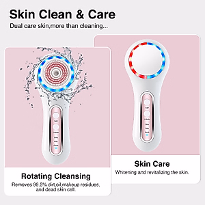 UMICKOO Face Scrubber Exfoliator,Facial Cleansing Brush Rechargeable IPX7 Waterproof with 5 Brush Heads,Electric Face Spin Brush for Exfoliating, Massaging and Deep Cleansing