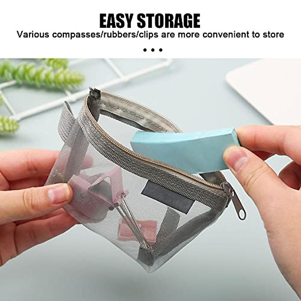Portable Mesh Storage Bag, Mini Zipper Mesh Bags, Makeup,Coins,Keys, Erasers Organizer Pouch, Small Travel Kit Storage Pouch