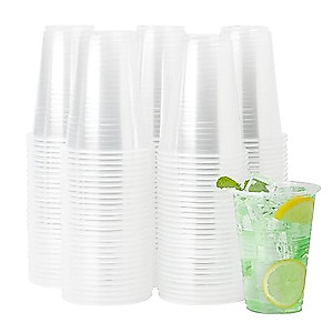 YEEHAW 500 Pack - 9 oz Plastic Cups, Disposable Clear Plastic Cups, Cold Party Drinking Cups, Transparent Plastic Cups Bulk, Disposable Cups for Wedding,Thanksgiving, Christmas Party