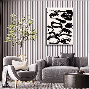 ZARTMYY 70s retro Black and White Wall Art, Hippie Quirky abstractCanvas Prints,Weird Eyes and Mouths funky Aesthetic Poster，Neutral Preppy Wall Art Eclectic Apartment Decor Pictures Unframed
