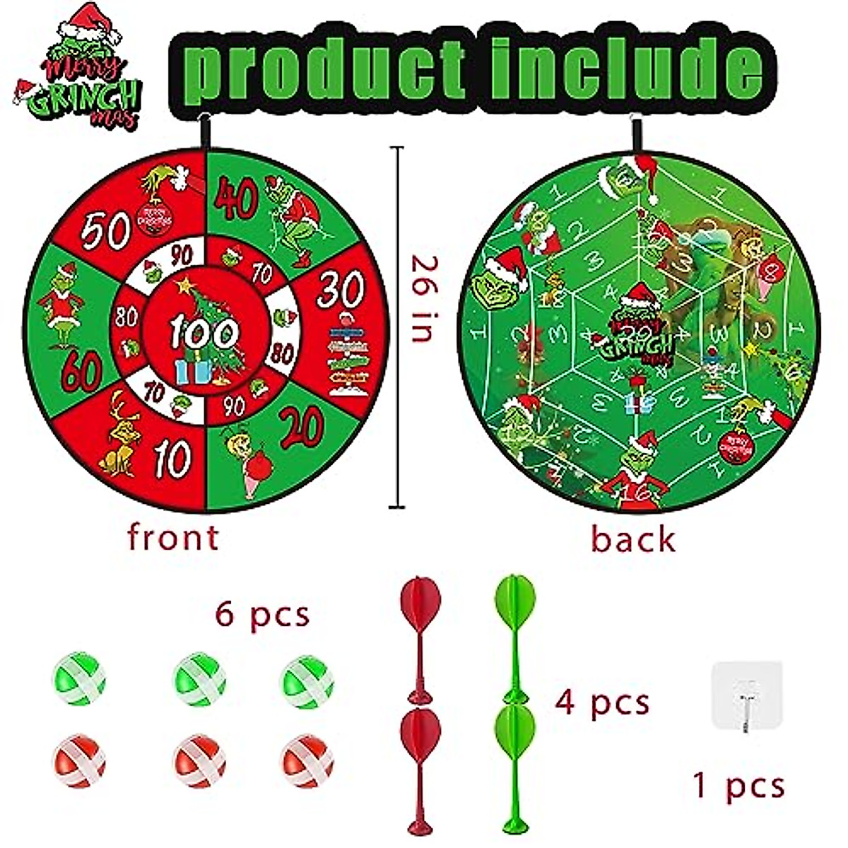 Christmas Dart Board Games Christmas Party Fun Games with Hooks Sticky Balls Surprise Christmas Party Favors for Xmas Party Supplies