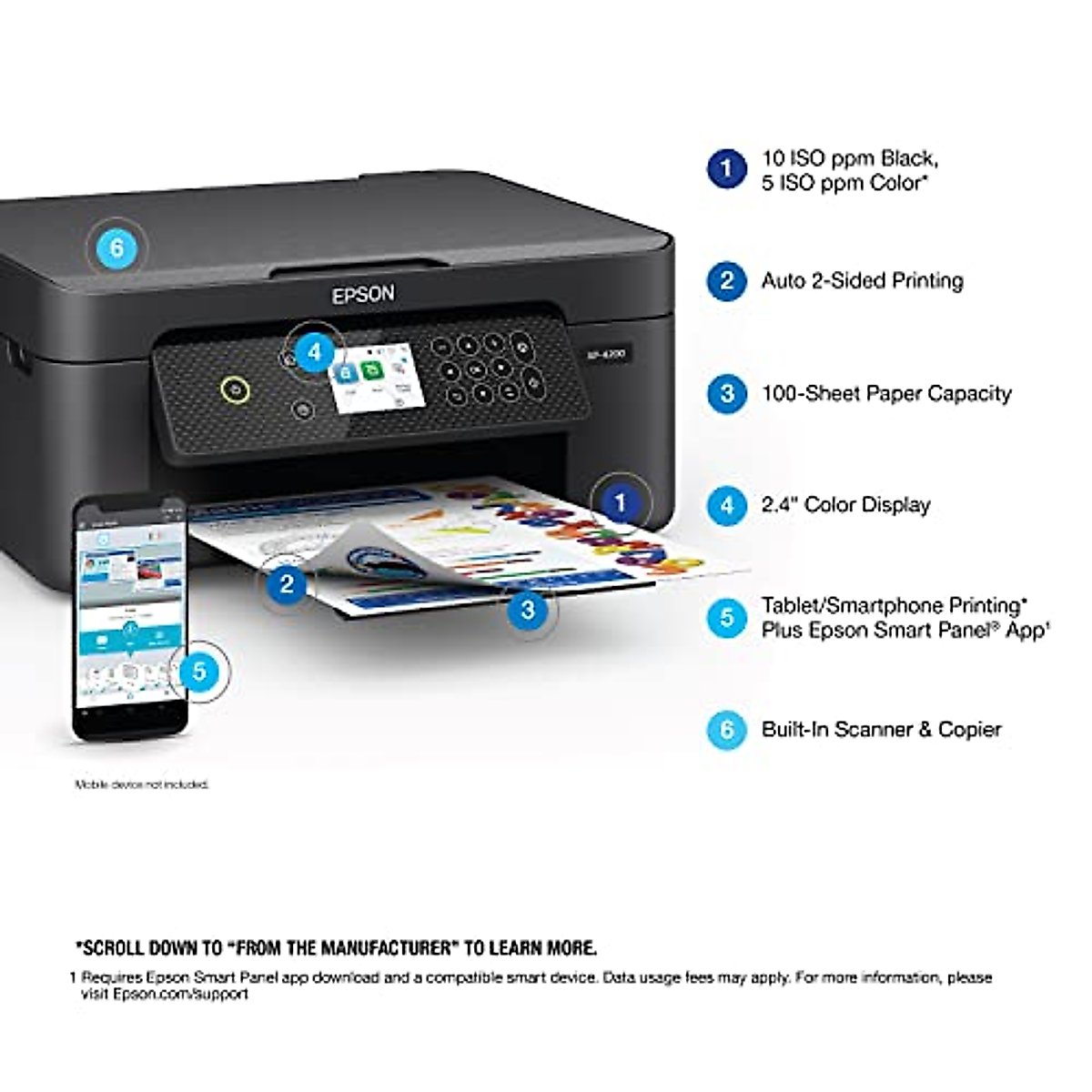 Epson Expression Home XP-4200 Wireless Color All-in-One Printer with Scan, Copy, Automatic 2-Sided Printing, Borderless Photos and 2.4" Color Display