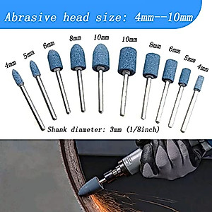 100 Pcs 𝐑𝐨𝐭𝐚𝐫𝐲 𝐆𝐫𝐢𝐧𝐝𝐢𝐧𝐠 𝐒𝐭𝐨𝐧𝐞𝐬 - 1/8 Inch Shank Abrasive Mounted Stone Grinding Bits for Dremel Rotary Tools (Blue)
