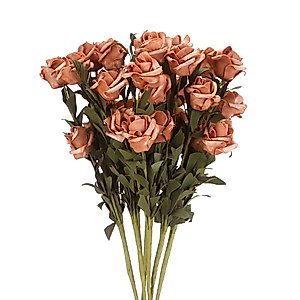 Folora 6 PCs Lifelike Artificial Rose Flowers with Stem, Flower Arrangement DIY Decoration Bouquet for Wedding Home Garden Decoration, 19 Inches