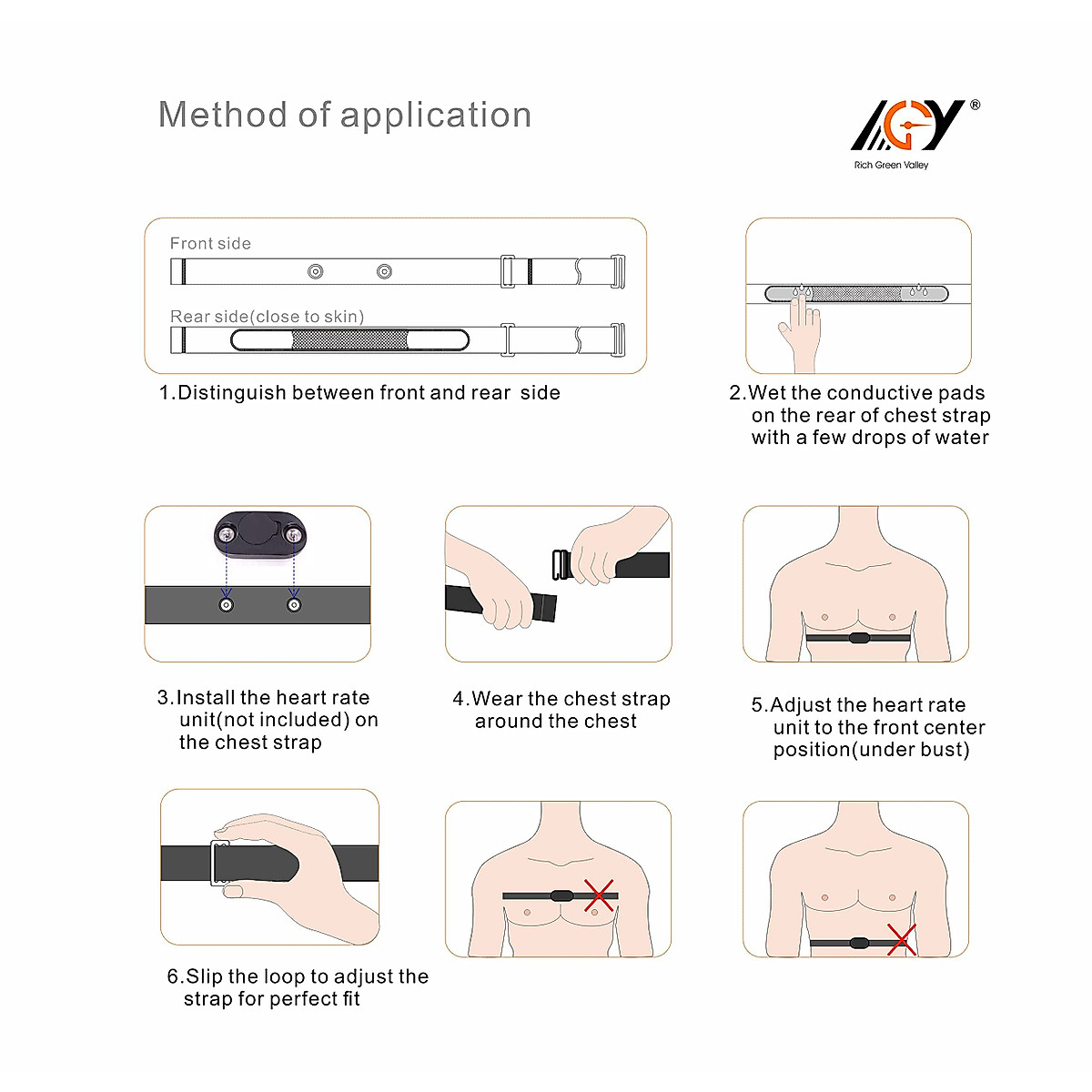 Rich Green Valley Sweat Proof Chest Strap, Heart Rate Monitor Replacement Band fits for Polar H7 H9 H10 Wahoo Tickr Garmin HRM Coospo Chest Strap