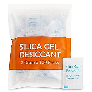 Orimit 2 Gram [120 Packets] Silica Gel Packs for Moisture Absorbing, Desiccant Dehumidifier Bags for Spices Jewelry Shoes Boxes Electronics Storage, Food Safe