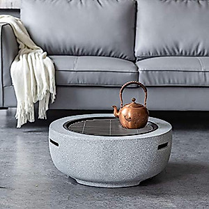 Wyxy Fire Pit Bowl for Garden and Terrace, Fire Pit with Grill, Camping Bowl with Poker, Mesh Cover, Grate with Mesh Cover