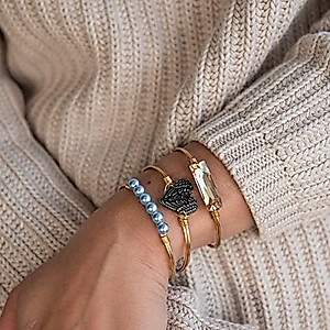 Luca + Danni Angel Wing Heart Bangle Bracelet For Women - Brass Tone Size Regular Made in USA