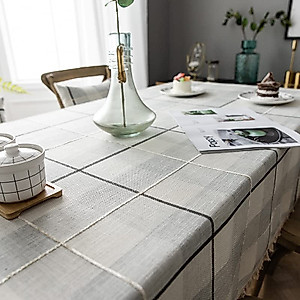 Neelvin Rustic Rectangle Burlap Thick Tablecloth Cotton Linen Table Linens Tablecloths Waterproof Wrinkle Free Table Cover for Kitchen Dinning,55"x102",8-10 Seats