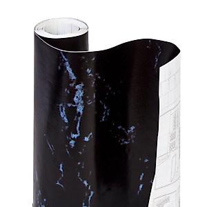 Smart Design Adhesive Shelf Liner - 18 in x 20 ft Roll - Easy Cut, Peel, and Self Stick Decorative Vinyl Film - Cabinet, Drawer, Countertop, Table, Dresser Cover - Kitchen - Midnight Marble