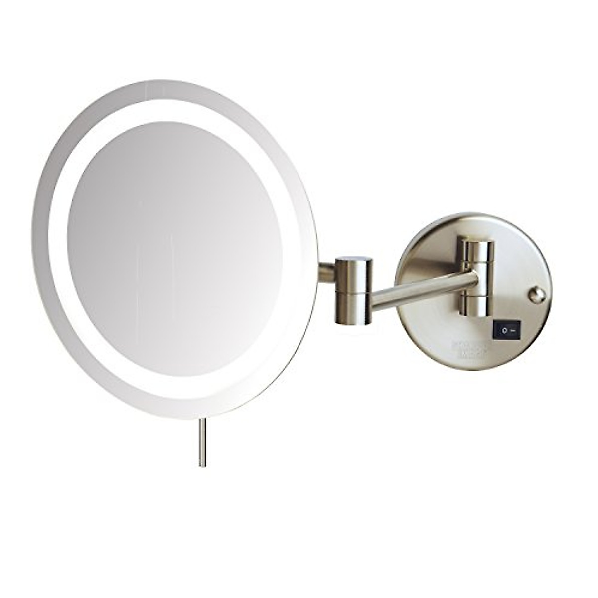 Sharper Image Jerdon Slimline LED Wall Mount 8X Magnifying Makeup Mirror, Nickel
