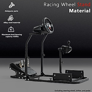 Hottoby G29 Racing Simulator Cockpit Fit for Logitech/Thrustmaster G25 G923 G920 Stability Upgrade and Multi-level Adjustment,No Handbrake,Pedals,Steering Wheel & Seat