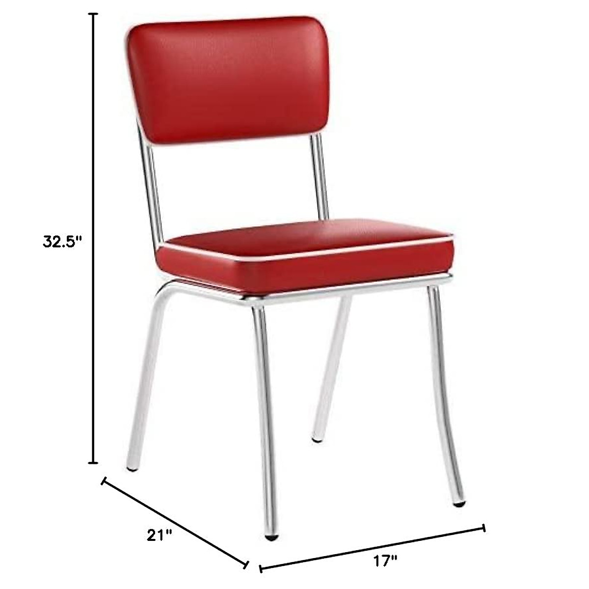Coaster Home Furnishings Retro Open Back Side Chairs Red and Chrome (Set of 2)