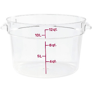 Cambro Camwear 12 qt Round Clear Plastic Food Storage Container - 14 7/8 Dia x 8 3/8 D
