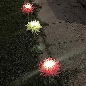 sknonr Outdoor Waterproof Garden Lawn Plug-in Light LED Solar Light Artificial Chrysanthemum Light Home Garden Decoration 3 Pieces, 80cm