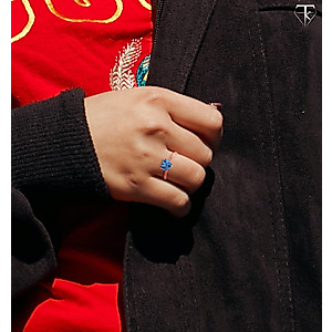 Takar Solid 14k Gold Solitaire Heart-Shaped Genuine Blue Topaz Ring, Heart Promise Ring For Women, Heart Gold Jewelry Birthstone Gift for Her MADE IN USA.