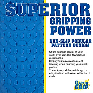 Gator Grip Safety Push Block 2 Pack with Blue Rubber Podular Pattern for Superior Gripping Power Ideal for Use On Router Tables, Jointers, Shapers and Band Saws
