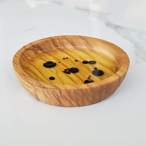 Naturally Med Olive Wood Dipping Bowl, Round, 3.5" L x 3.5" W