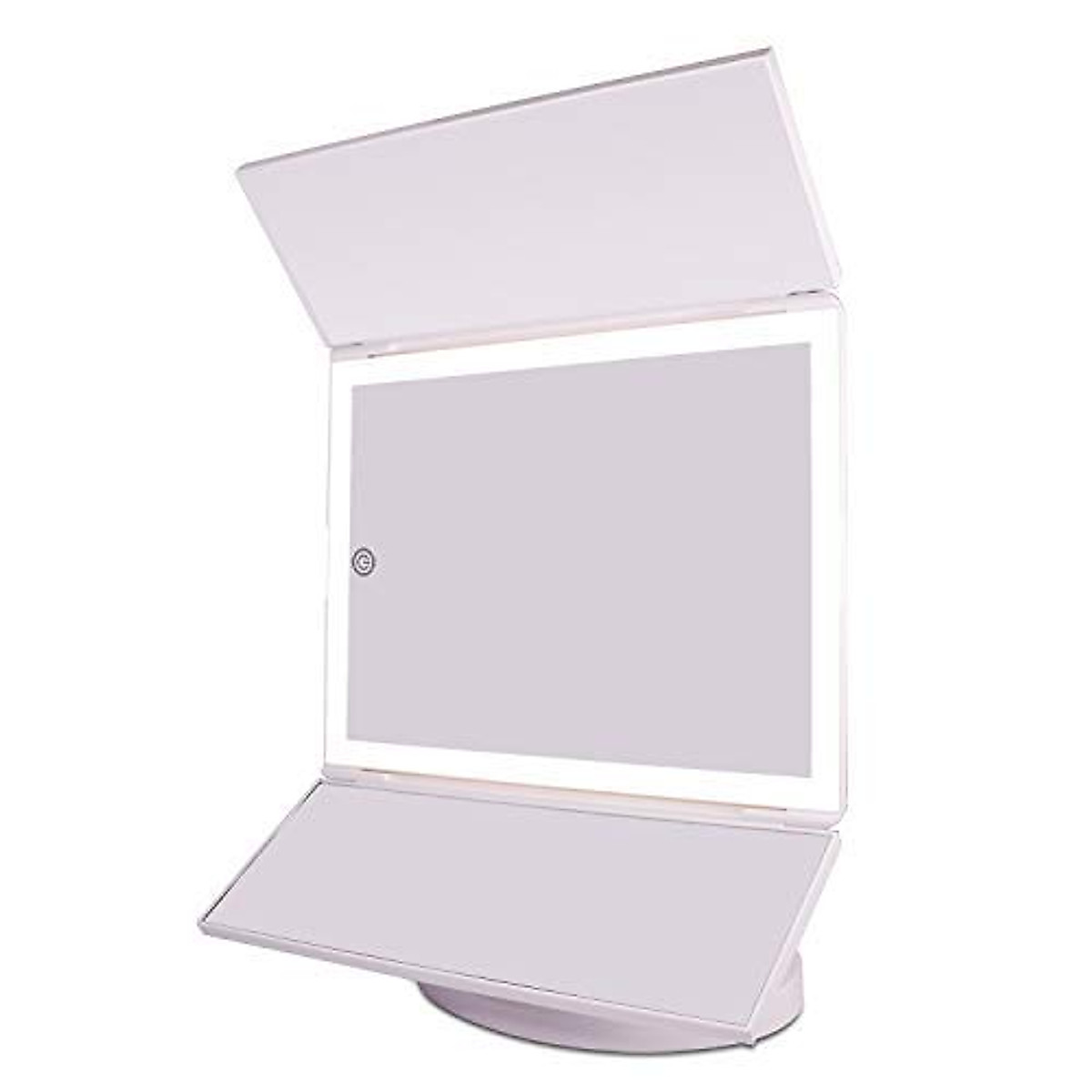KXA Tri-Fold Vanity Mirror, 24 LED Lighted with Touch Screen 1X/2X/3X Magnification and USB Charging Adjustable Brightness and Stand for Makeup