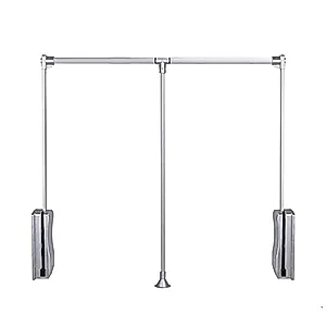 Silver Drop-Down Wardrobe Hanging Rail, Adjustable Closet Lifter Storage Shelf, Soft Reset, Space Saving, 30KG Load (Size : 870-1100mm)