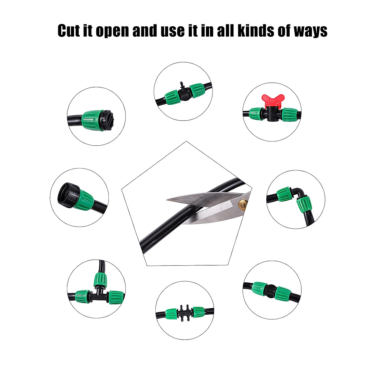 FULAIERGD 1/2” PVC Garden Irrigation Tubing Hose 52FT(16M),（OD:16mm,ID:12mm） with Lock Connector for Drip Irrigation System