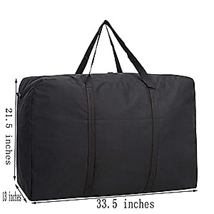 Black Large Clothes Storage Bag Oxford Cloth 600D Waterproof Fold Move and Travel Storage Bag 150l Large Storage Bag with Zipper and Handles,Arrange Quilt Storage Bag