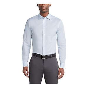 Calvin Klein Men's Dress Shirts Non Iron Stretch Regular Fit Check, Blue