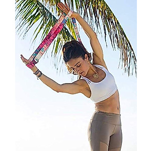YOGA DESIGN LAB | The Yoga Strap | Luxurious, Extra Long, Super Soft, Eco Printed | Studio Quality, Adjustable | Safely Stretch Further and Hold Longer | 8 ft Long (Tribeca Sand, 8ft)