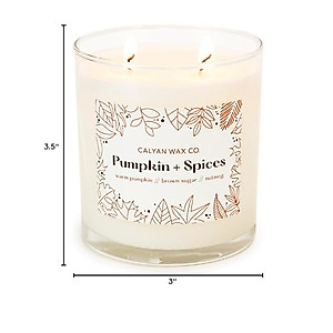 Pumpkin Spice Scented Holiday Candle, Soy Wax Candles for The Home Scented with Phthalate Free Oils, 3.5 x 3 inch, 8.8 oz, 37 Hour Burn Time Fall Candles & Home Decor in Glass Jar - Calyan Wax