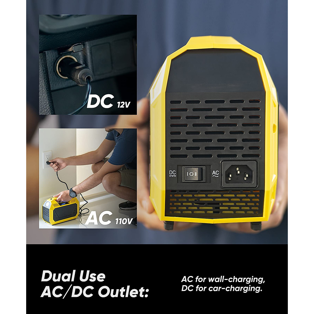 OlarHike AC/DC Tire Inflator, Portable Electric Air Compressor for Car(DC 12V) and Home(AC 110V), Tire Pump with Pressure Gauge, LCD Display and Adapters, Air Pump for Cars, Bikes, Basketballs