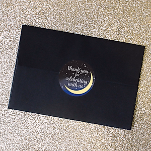 Over The Moon Baby Shower Thank You Stickers, Moon and Stars Baby Shower Decorations - 40 Count