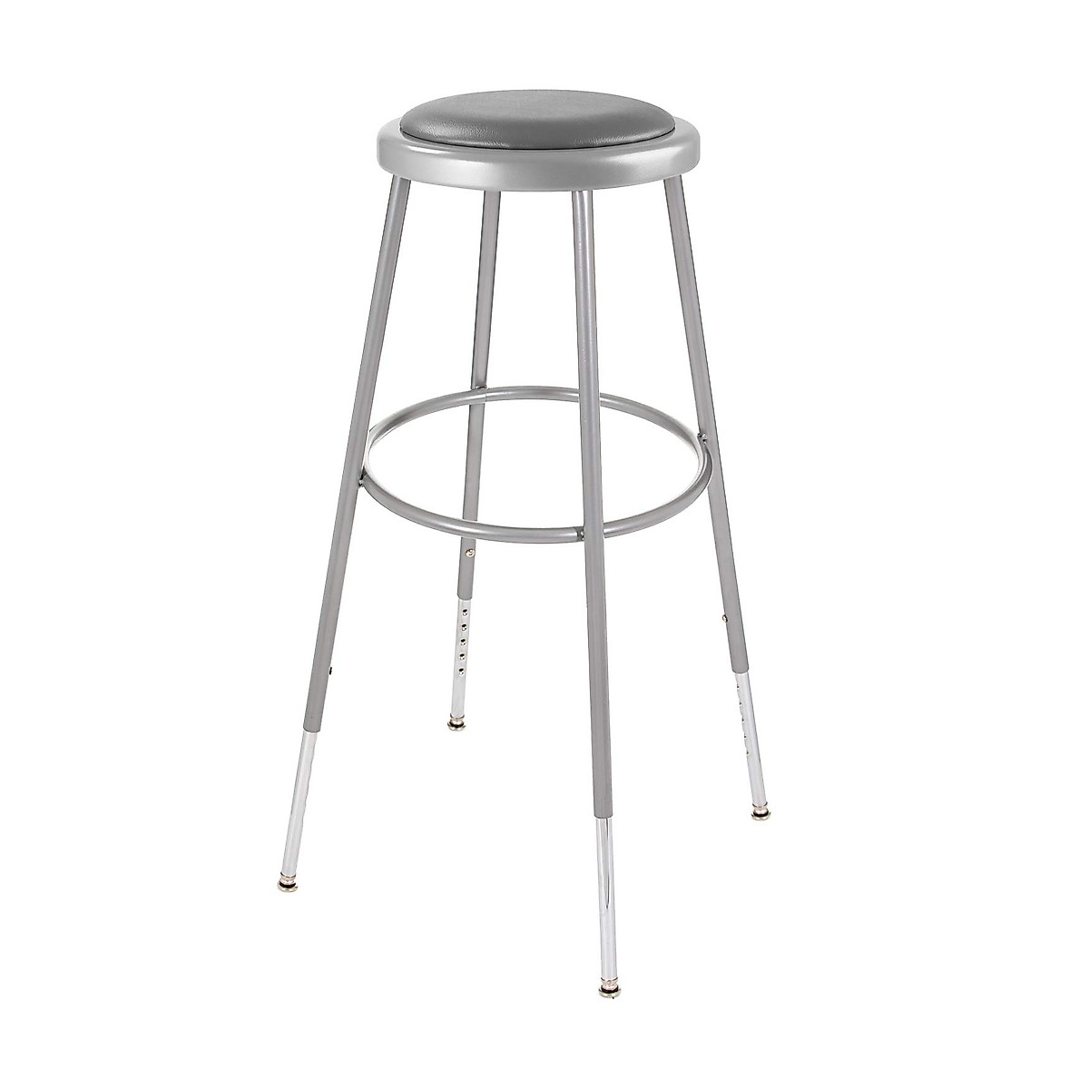 OEF Furnishings (2 Pack) Height Adjustable Grey Vinyl Padded Stool, 31-38" High