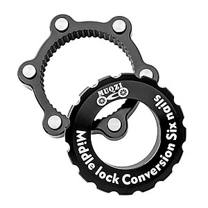 UXELY Bicycle Center Lock 6-Bolt Disc Brake Rotor Adapter, Middle Lock Disc Brake Conversion Seat for Mountain Bikes, Bike Hub Adapter, Centerlock Adaptor 6-Hole Including Lock Ring